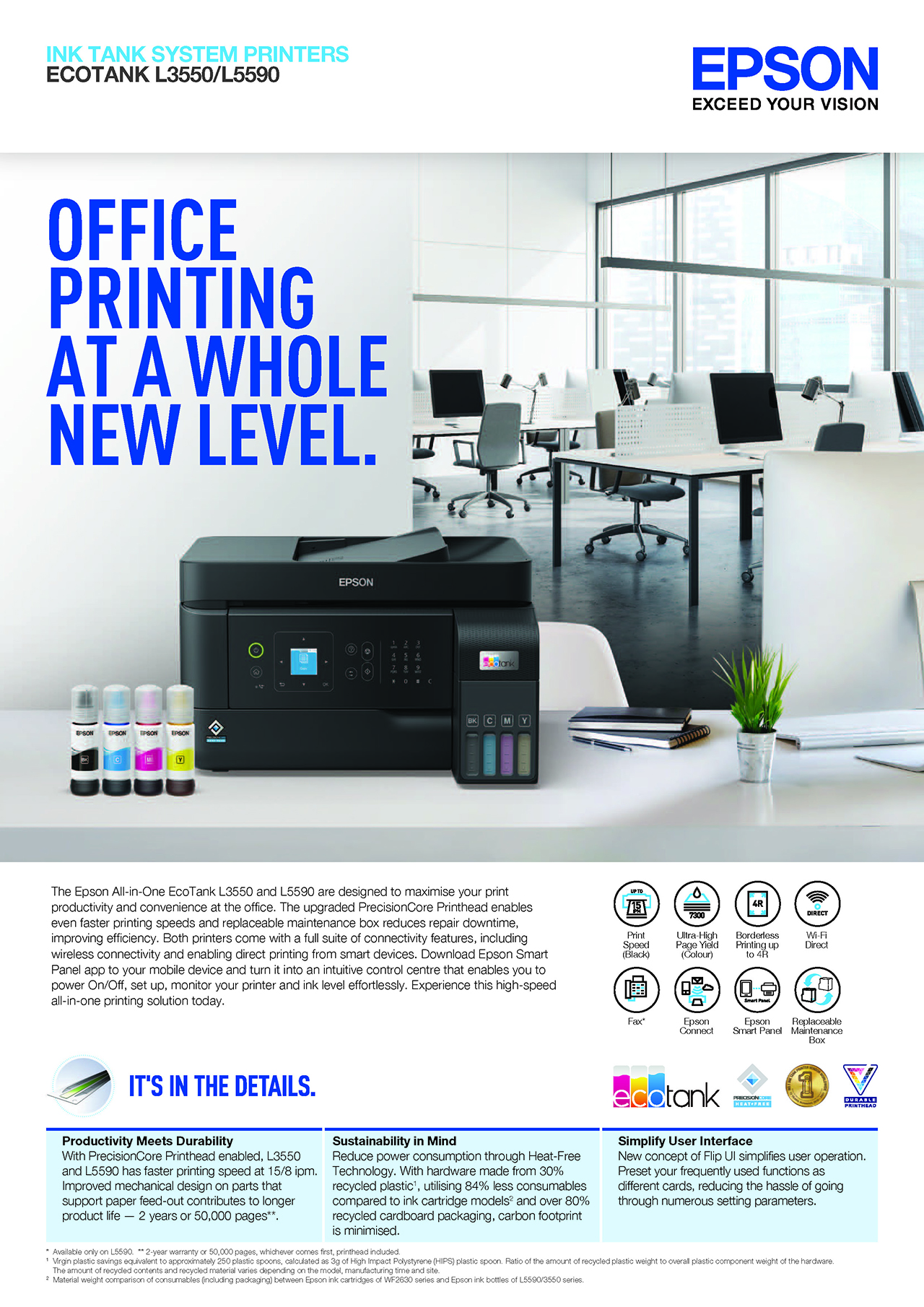 EPSON ECOTANK WIFI AIO PRINTER L3550 | Gain City Singapore