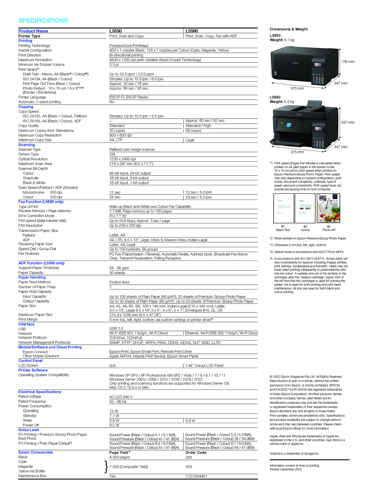 EPSON ECOTANK WIFI AIO PRINTER L3550 | Gain City Singapore