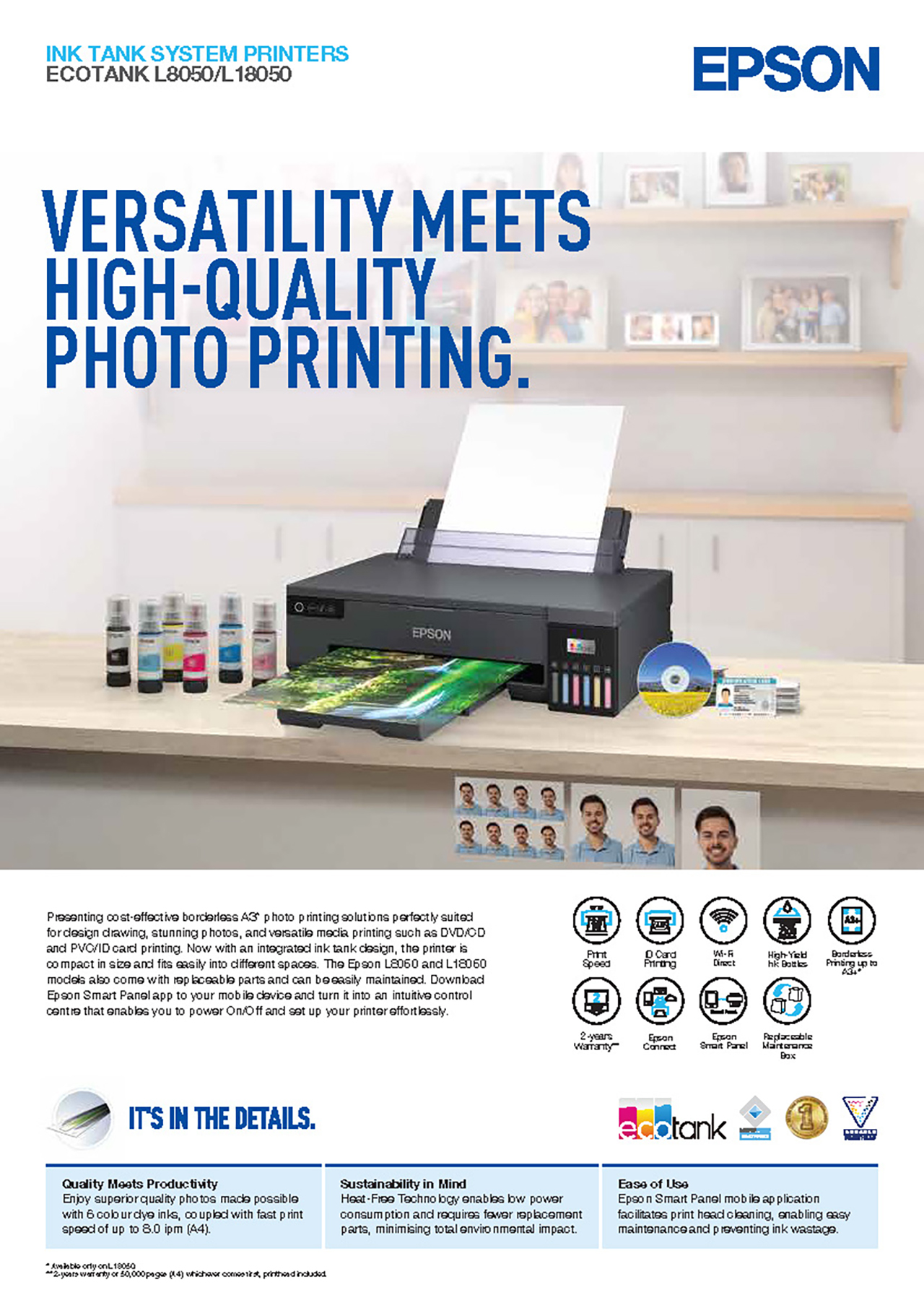 Epson EcoTank A3 Photo Printer - 6-Color Ink, Heat-Free