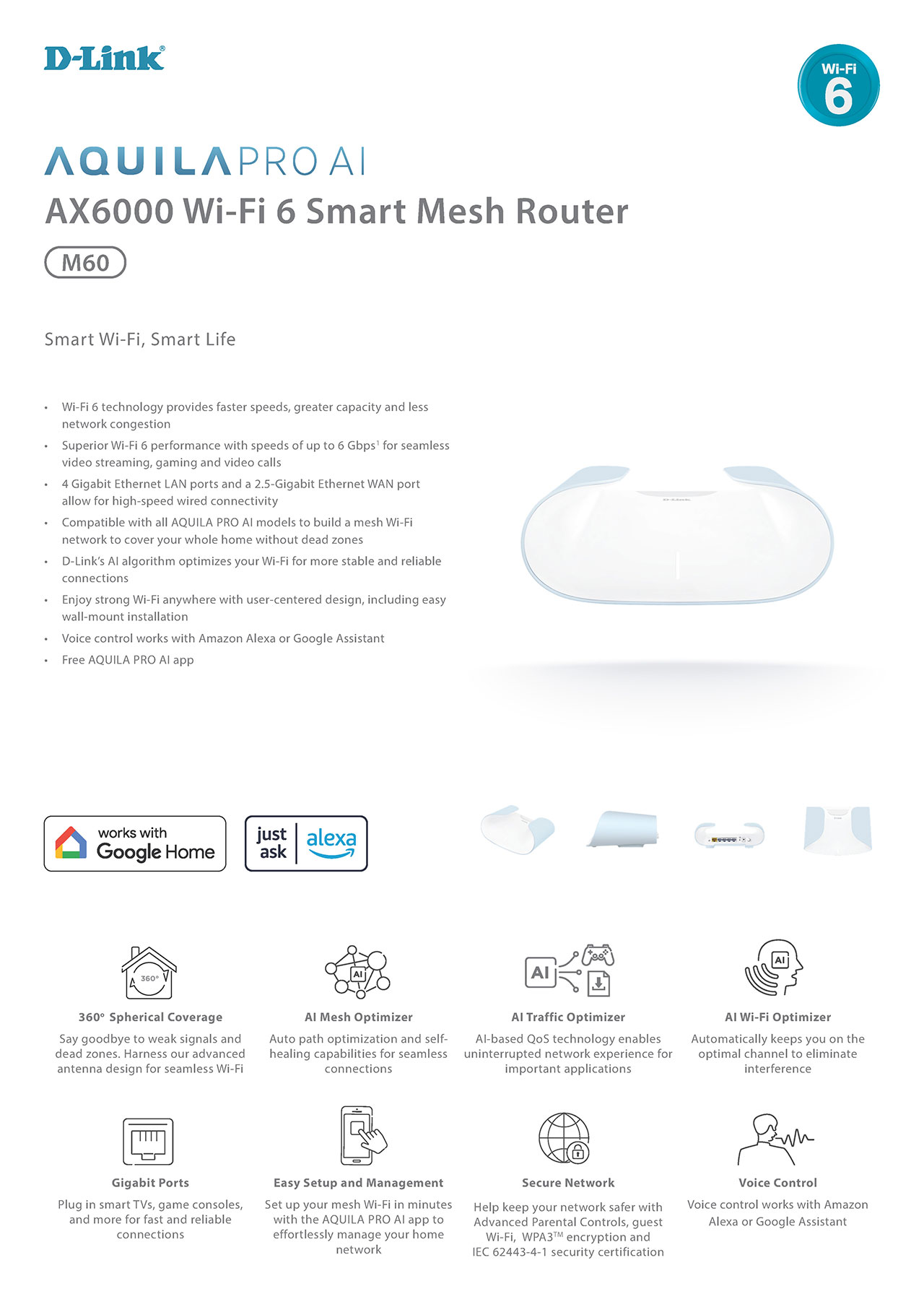 D-LINK AX6000 MESH ROUTER M60 (1P) | Gain City Singapore